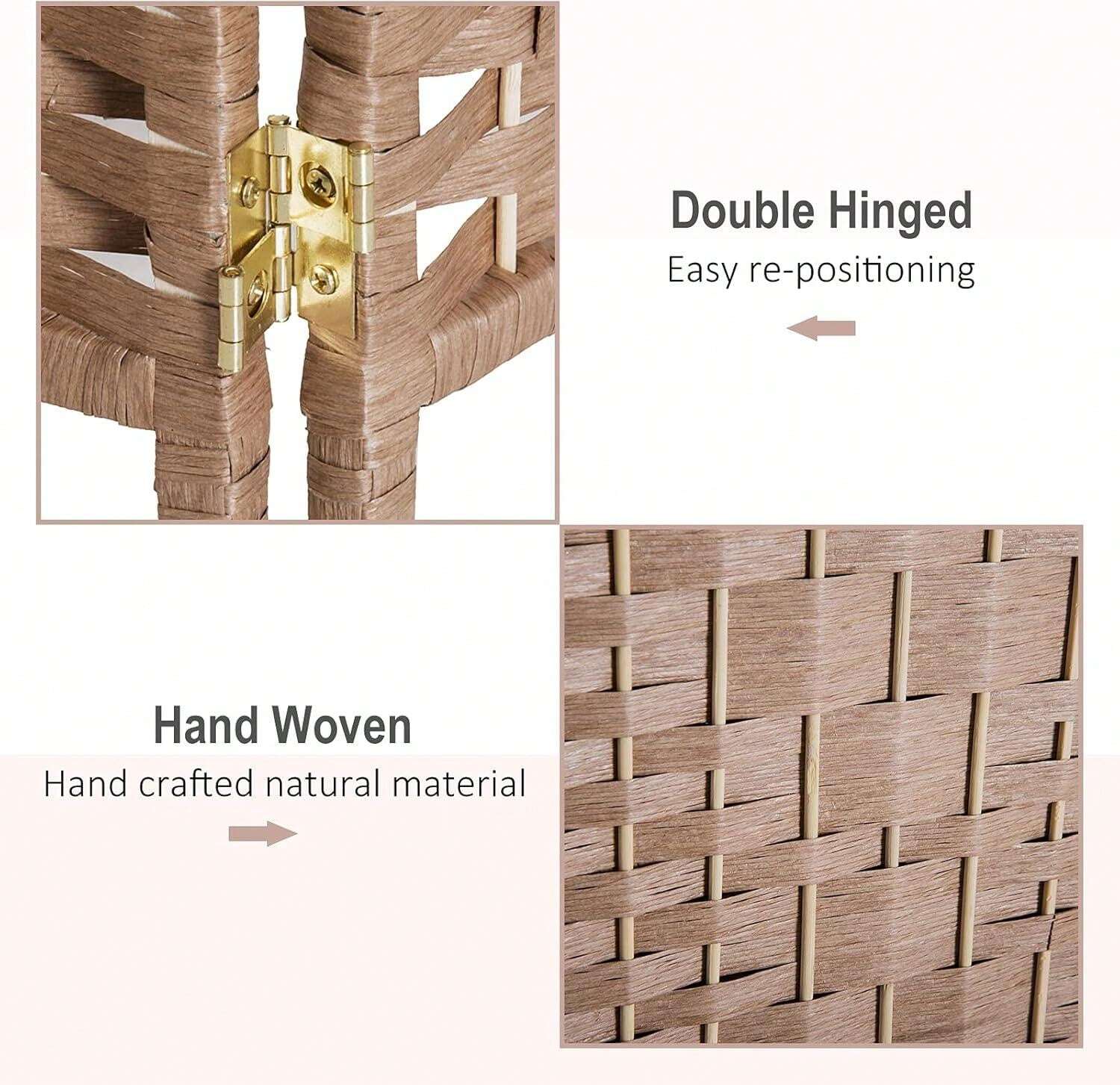 Room Divider 6 Panels Folding Privacy Screen 6FT Tall Portable Wicker ...