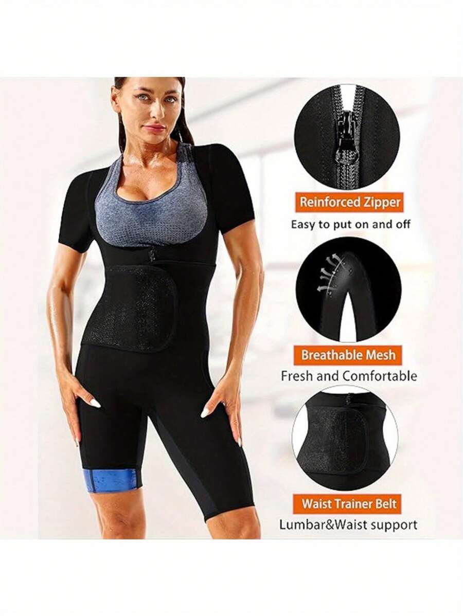 Women Sweat Enhancing Compression Bodysuit, Tight Waist Lifting One ...