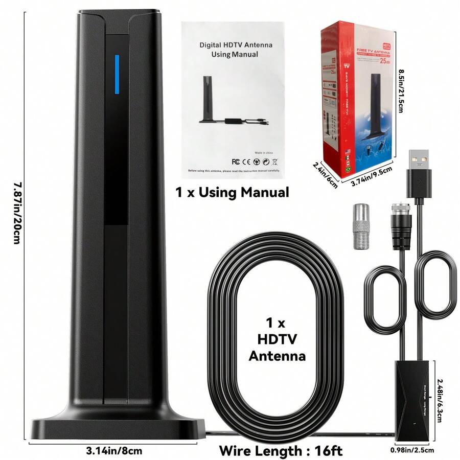 Indoor Digital Smart TV Antenna Magnetic Base, Portable High-Definition Antenna Amplifier, Local ...