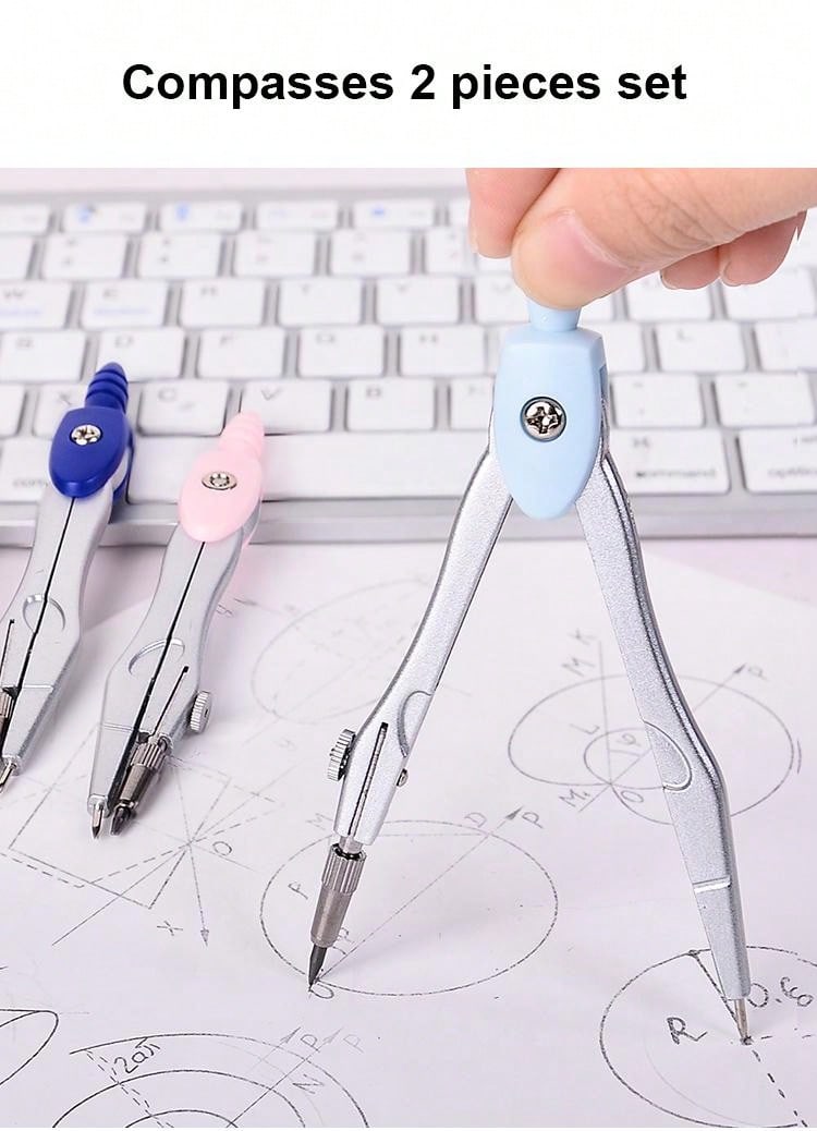 1 Set di compassi in metallo con mine sostituibili, strumenti di ...