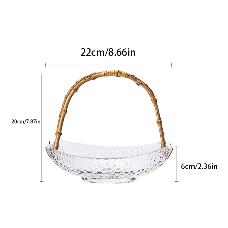 1pc Crystal Glass Fruit Tray With Bamboo Strips, Light Luxury ...