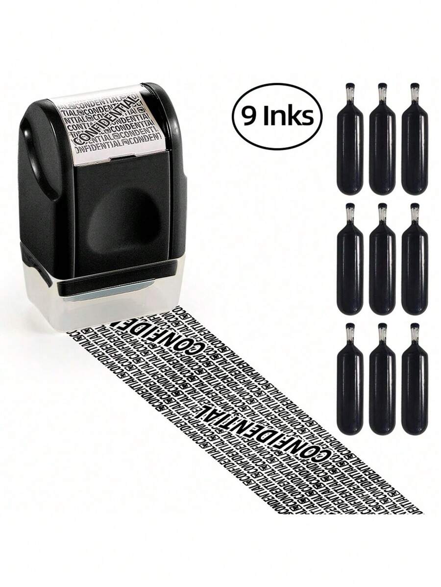 Black Identity Protection Roller Stamp With Ink - Privacy ...