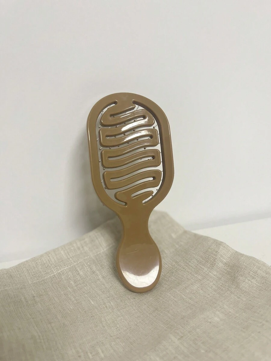 1pc Small Size Coffee Brown Hollow Compact Hair Comb, Hair Brush, Comb ...