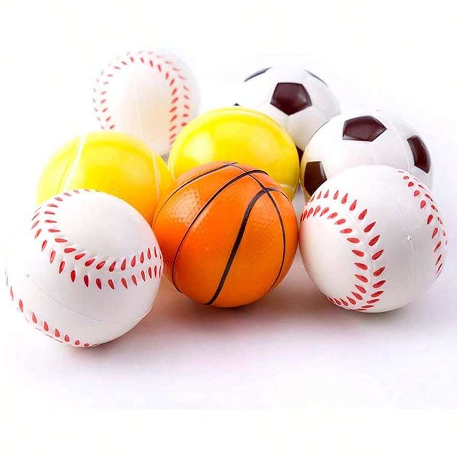 12pcs Set Of Foam Sports Balls, Mini Stress Balls - Soccer, Basketball ...