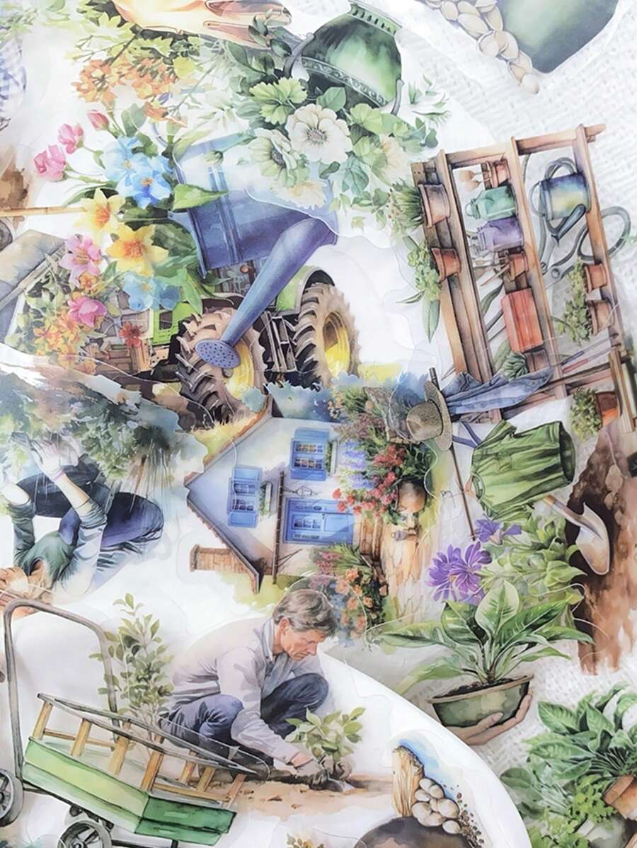 50pcs Green Garden Sticker Waterproof PET Transparent Decals For ...