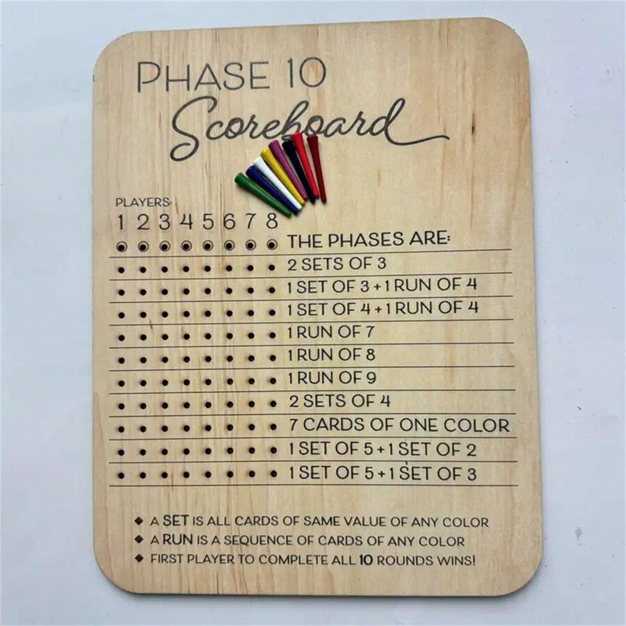 1PC Stage 10 Score Board With Color Pins - Wooden Scoring Tool For ...