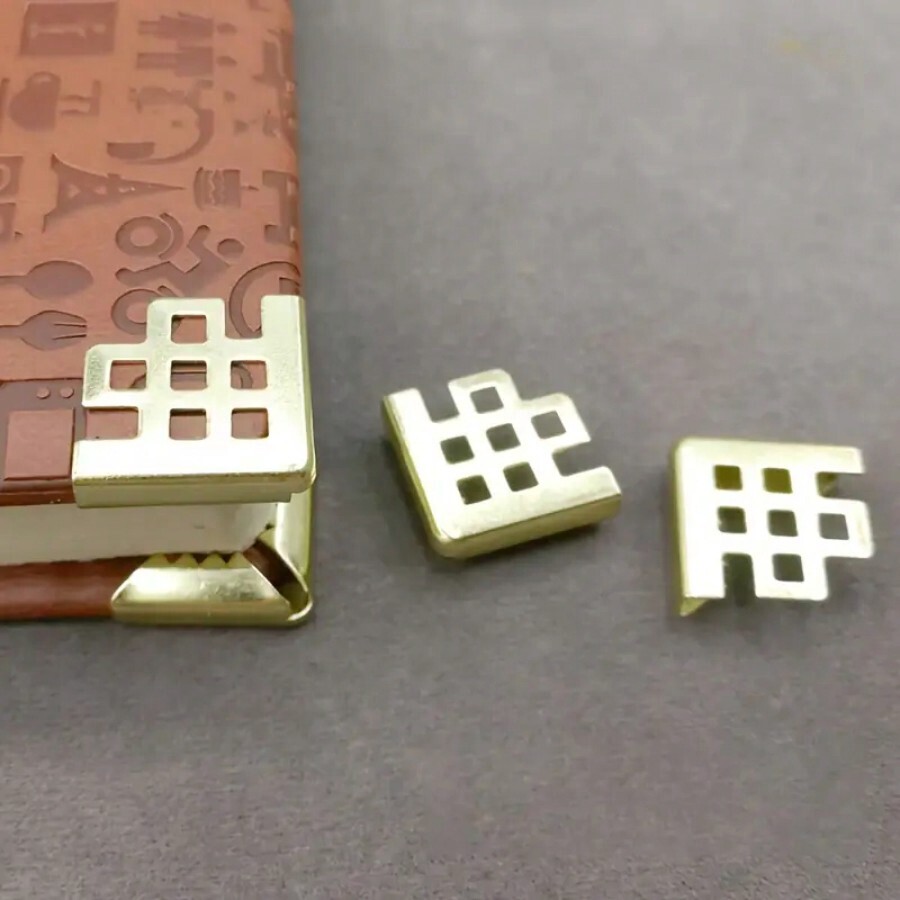 10pcs Gold Bronze Retro Grid Metal Book Corner Protector Book Cover ...