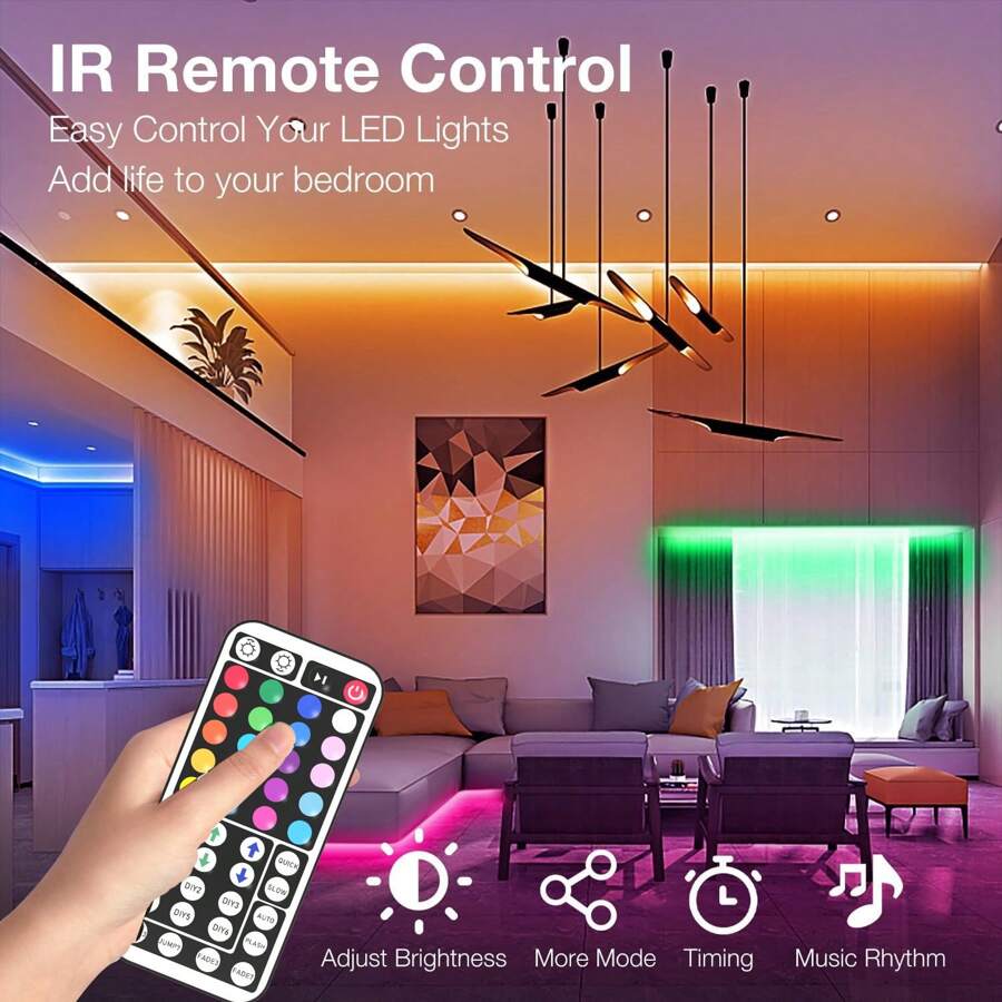 16-100 Feet USB Lights With 44-Key Remote + App Smart Control , Night ...