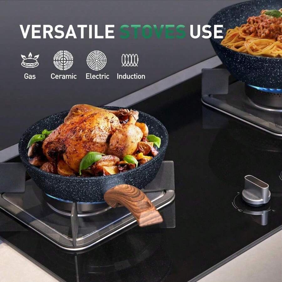 Kitchen Academy Induction Cookware Sets - 12 Piece Cooking Pan Set ...