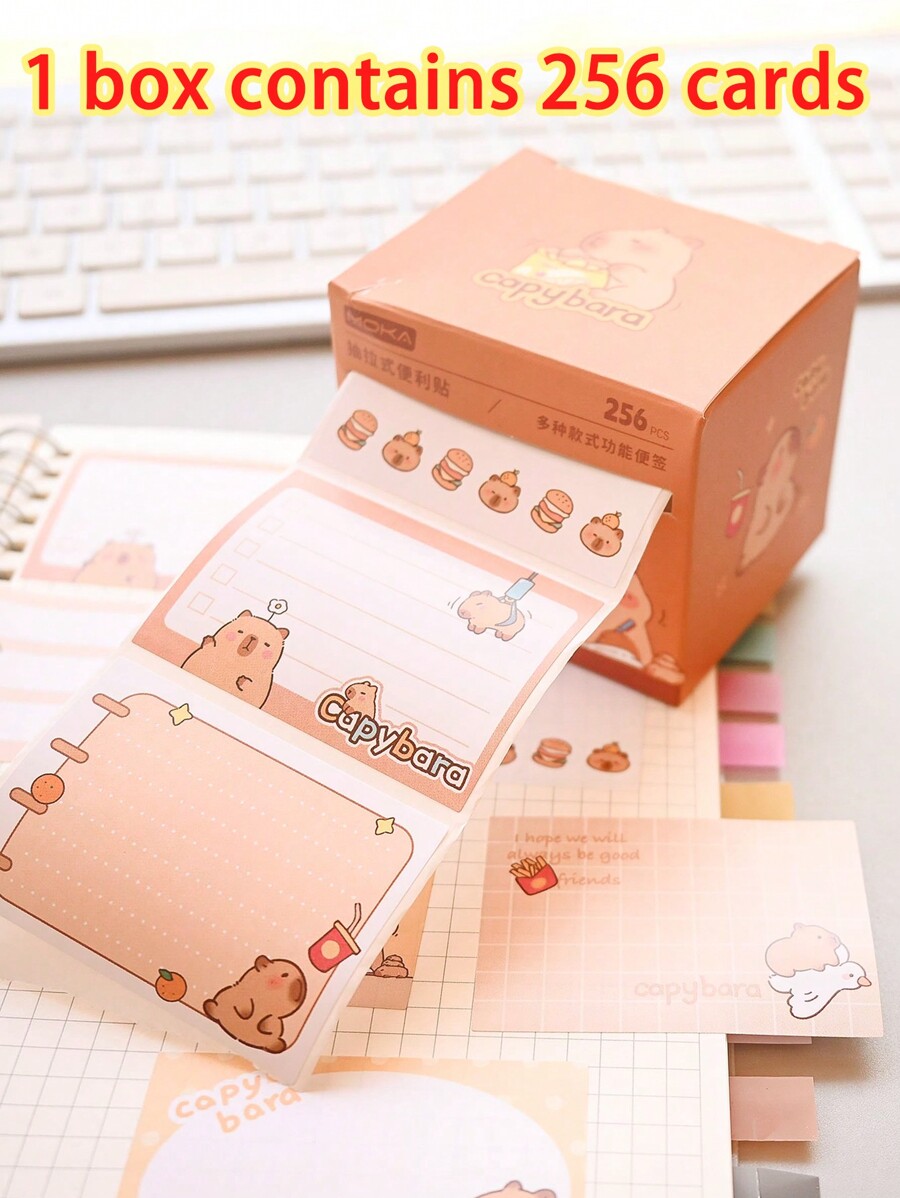 256 Pieces 1 Box Of Capibara Pull Up Sticky Notes Student Error ...