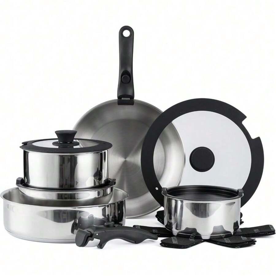 Country Kitchen Cookware Set With Removable Handle, Oven & RV Safe Pots ...