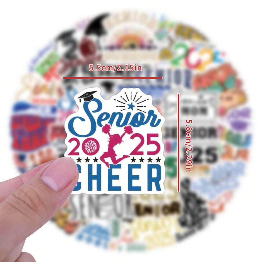 55PCS Senior 2025 Stickers Vinyl Self-Adhesive Waterproof Co Aesthetic ...