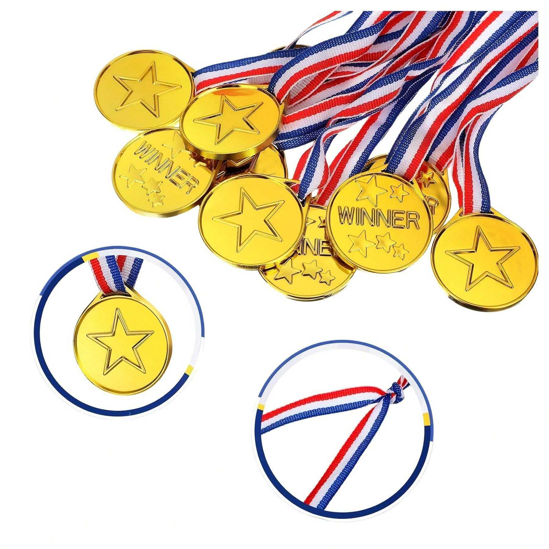 20pcs Plastic Golden Award Medals For Sports, Games Competitions, Party ...