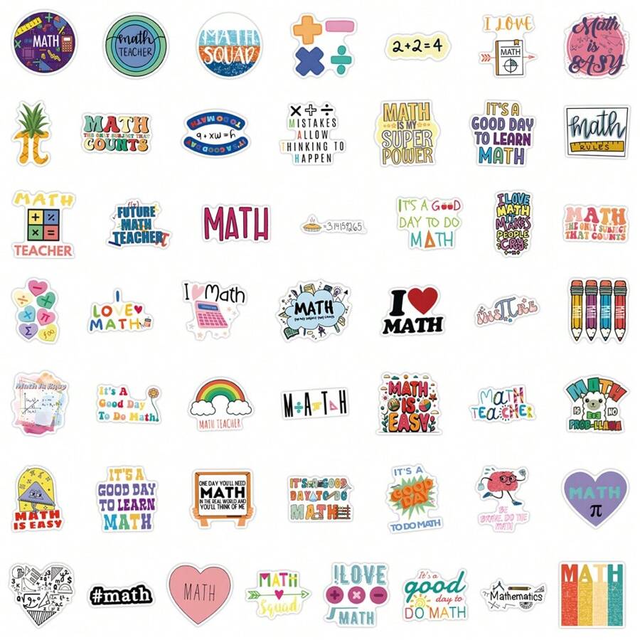 50Pcs Math Stickers | Vinyl Aesthetics Stickers For Scrapbook ...