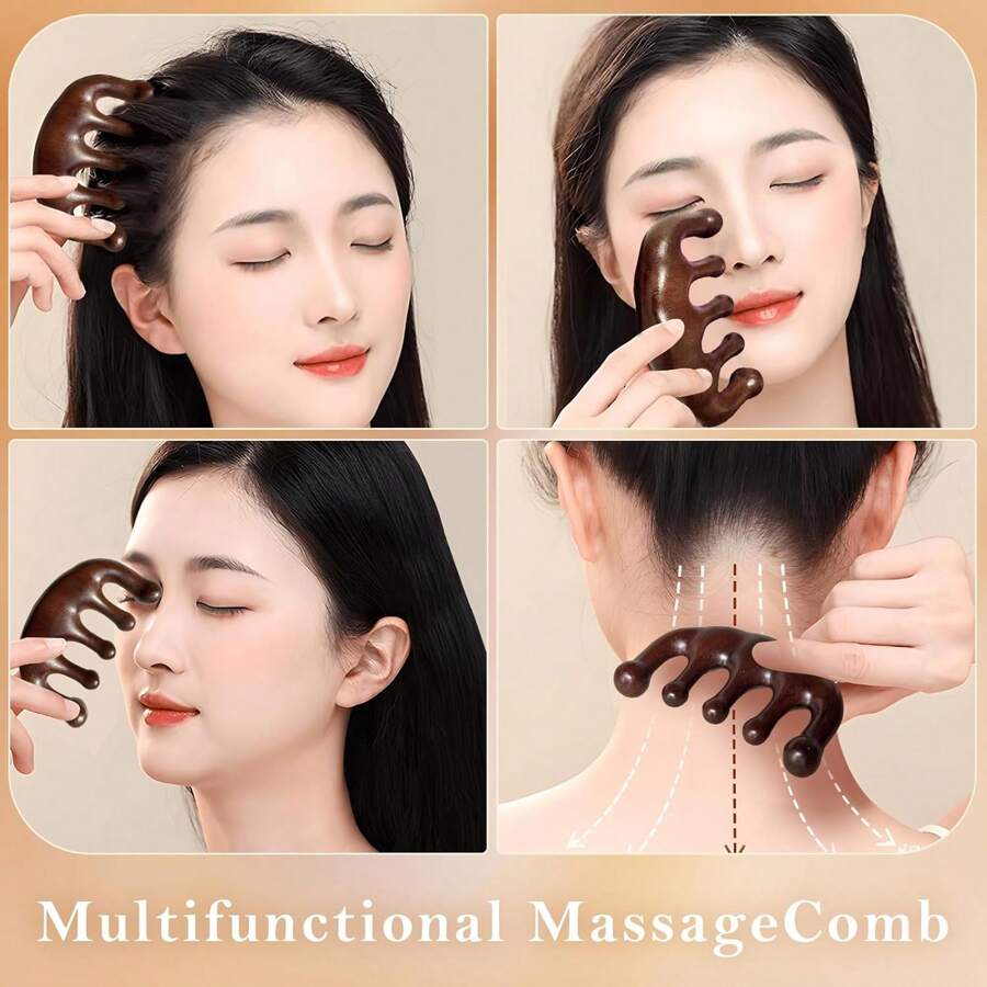 5-Prong Resin Massage Comb, Head Therapy Meridian Scraping Massager ...