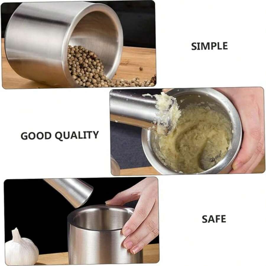 EYSENC 1 pièce Presse-ail en acier inoxydable avec bol de broyage ...