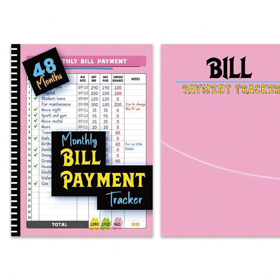 1PC Monthly Bill Payment Tracker: 48 Months Expense And Bill Tracker ...