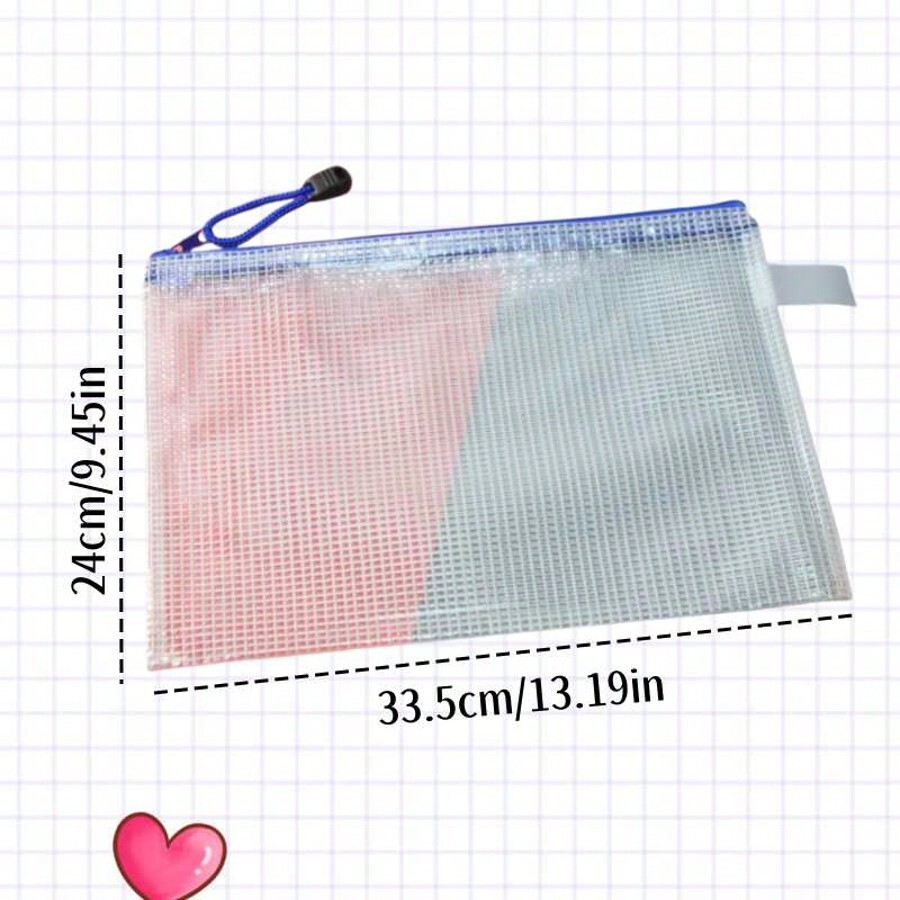 Sima A4 Thick Transparent Document Folder, Mesh Canvas Zipper Bag, A5 ...