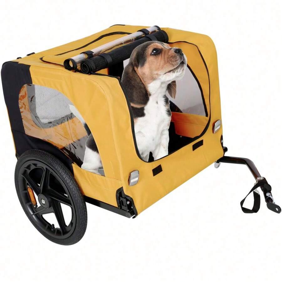 Yellow Outdoor Heavy Duty Foldable Utility Pet Stroller Dog Carriers ...