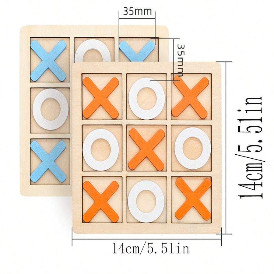 Wooden XO Tic Tac Toe Game Puzzle Toy, 9-Grid Gomoku Board Table Top ...