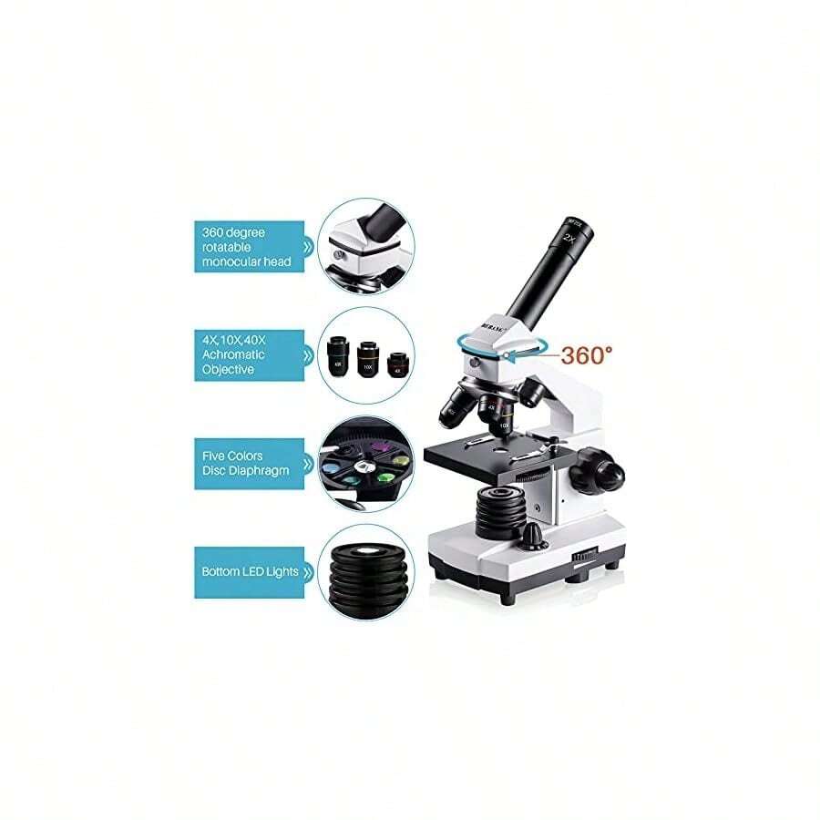 BEBANG 100X-2000X Microscope For Adults With Microscope Slides Kit ...