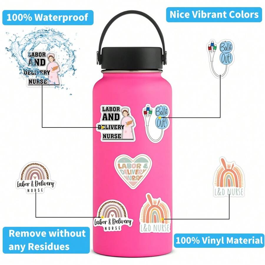 64Pcs Labor And Delivery Nurse Stickers | Vinyl Aesthetics Stickers For ...