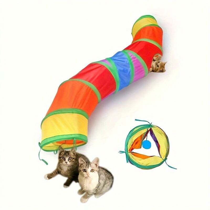 Foldable S-Shaped Cat Tunnel For Indoor Cats - Provides Endless Fun And ...