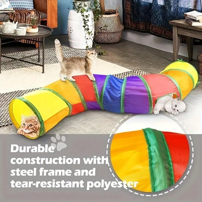 Foldable S-Shaped Cat Tunnel For Indoor Cats - Provides Endless Fun And ...