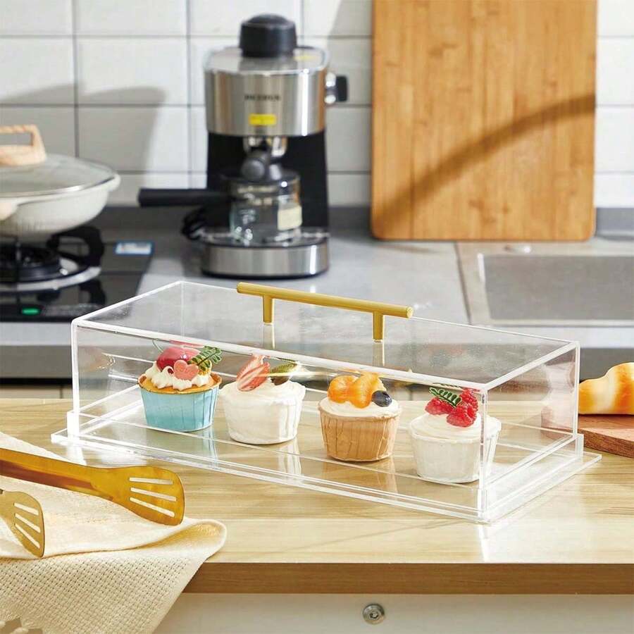 1pc Acrylic Dessert Display Box, Rectangular Tray With Clear Cover To ...