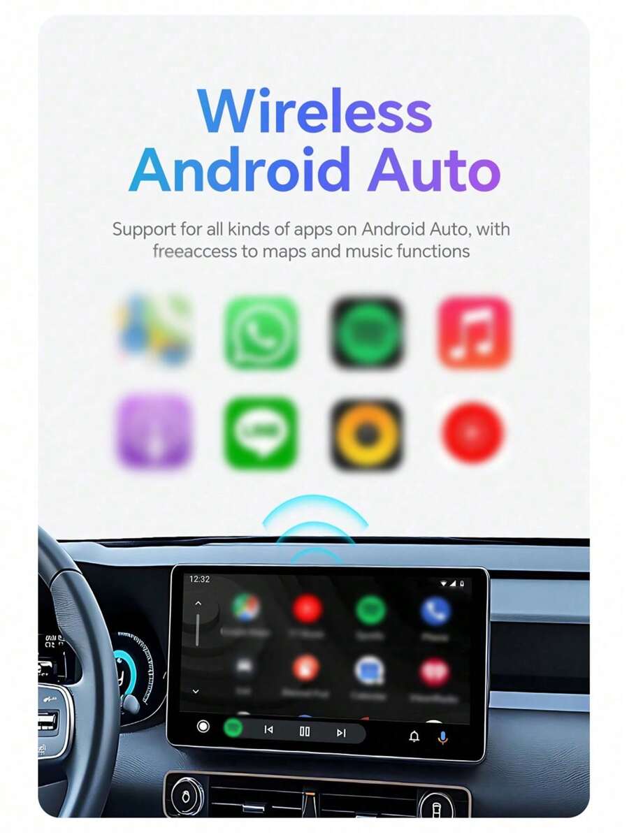 Acodo Para Mini Carplay com fio para sem fio e Android Auto 2 em 1 Adaptador de carros Luzes RGB ...