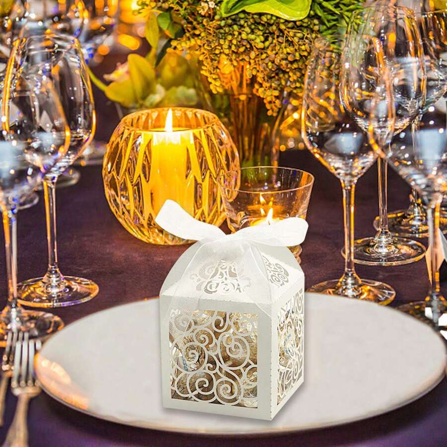 50 Pack Wedding Favor Boxes Laser Cut Boxes Party Favor Box Small Gift ...