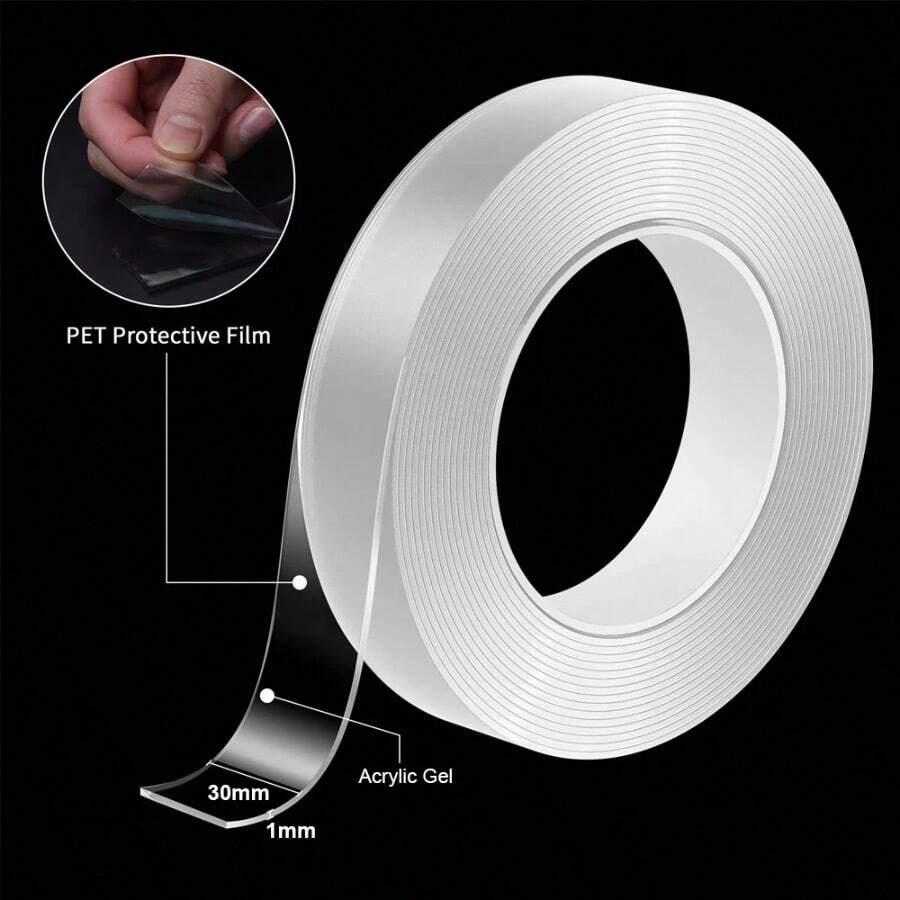 1M Nano Double Sided Tape Heavy Duty Transparent Adhesive Strips Strong Sticky Multipurpose ...