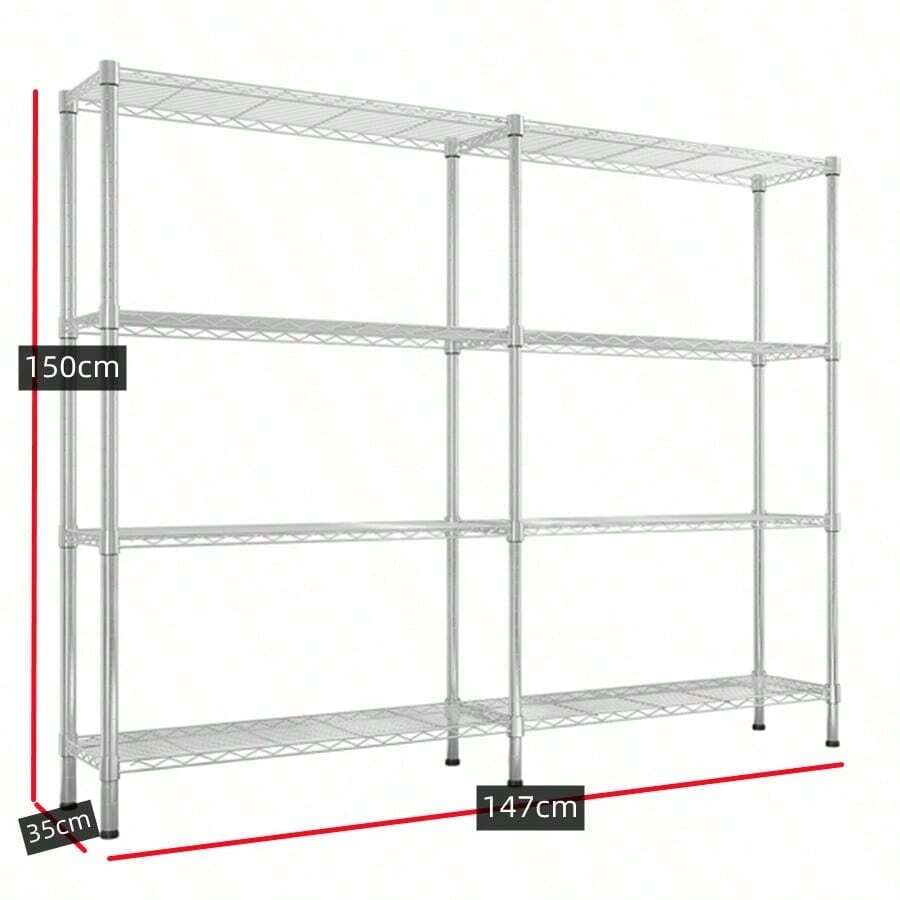 Floor-Standing Shelf 4-Layer Double Row Shelf, Living Room Warehouse ...