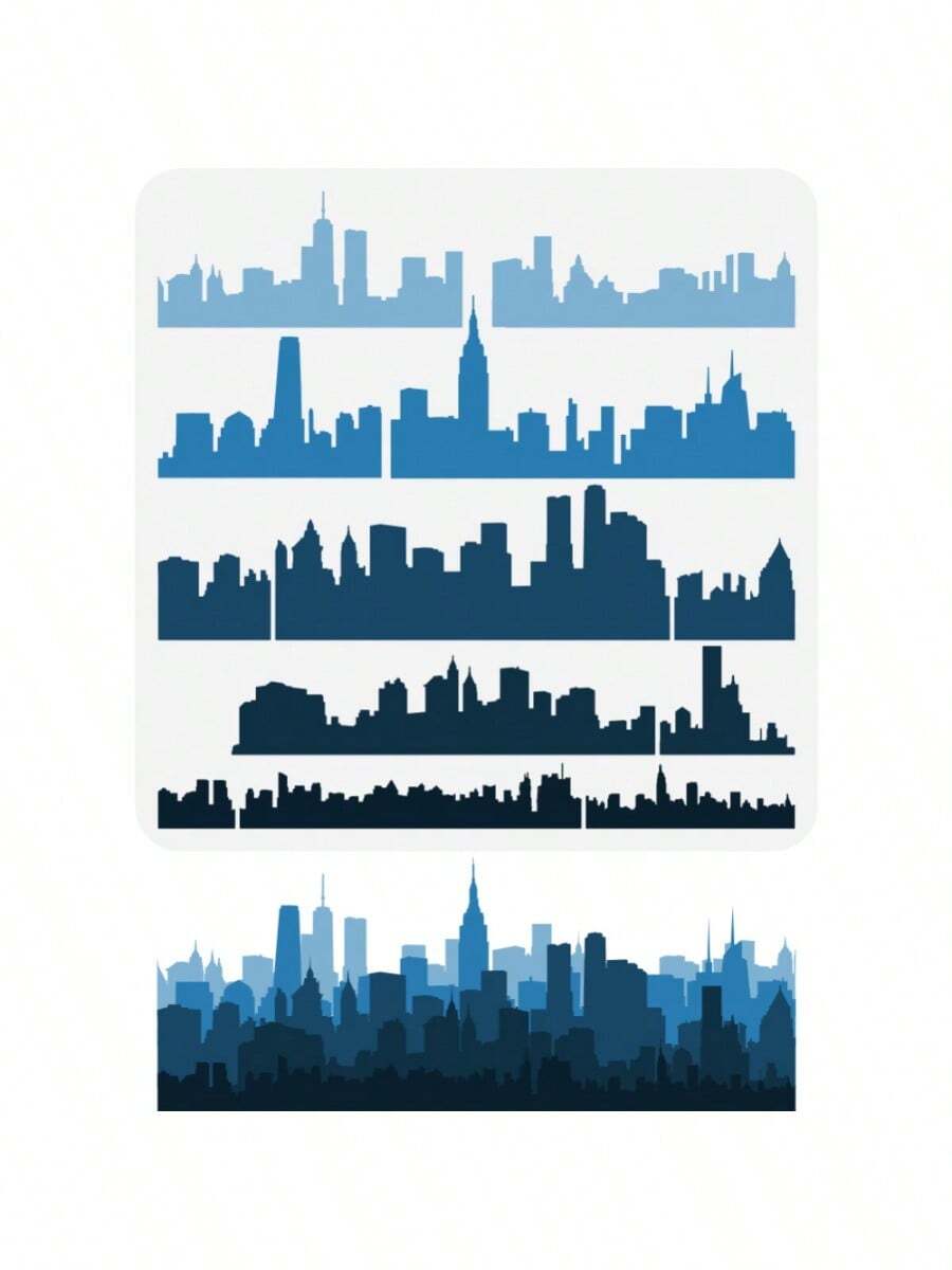1pc City Skyline Stencil 11.8x11.8 Inch Layered City Silhouette Stencil ...