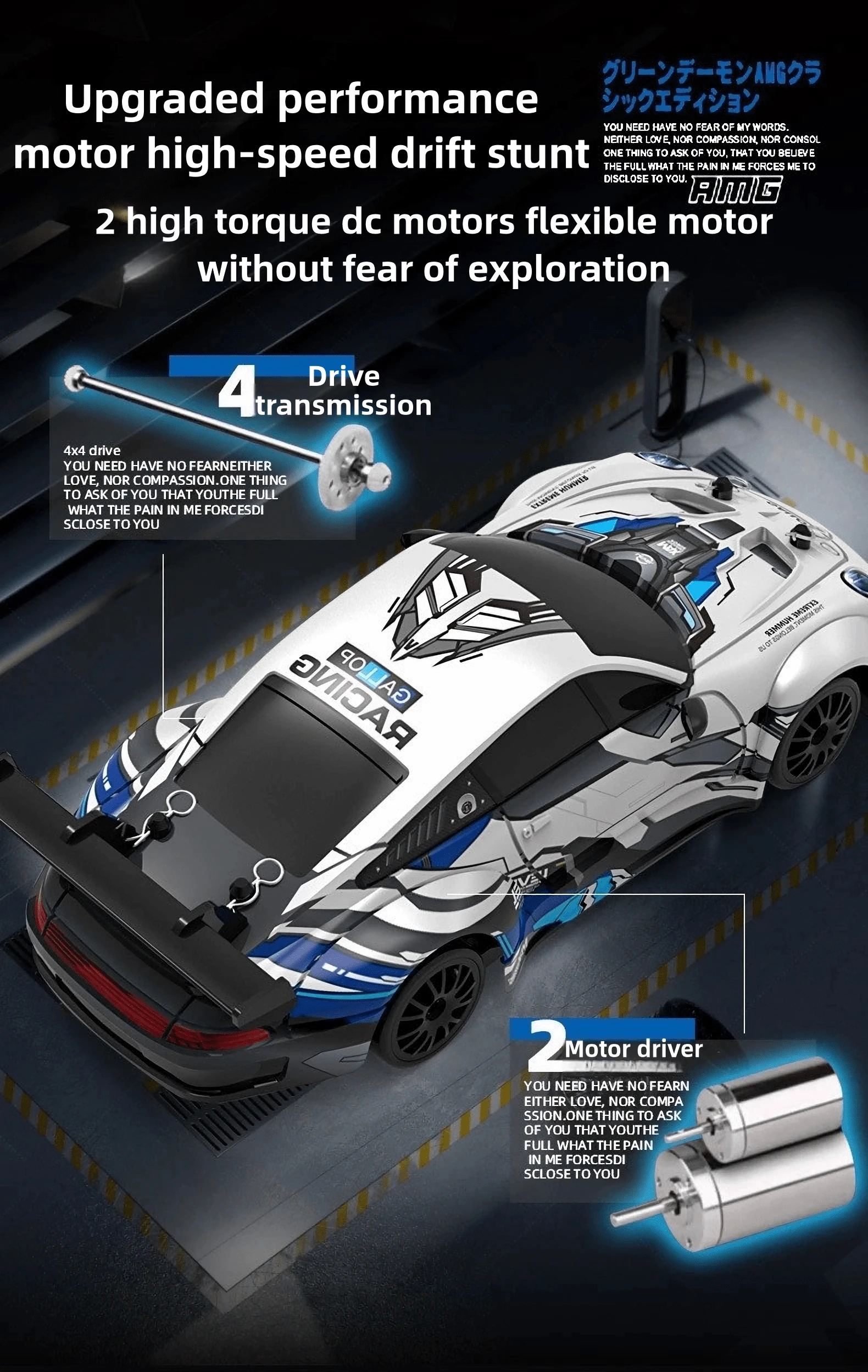 Remote Drifting Car 2.4GHz 1:24 Four-Wheel Drive 15km/H High-Speed ...