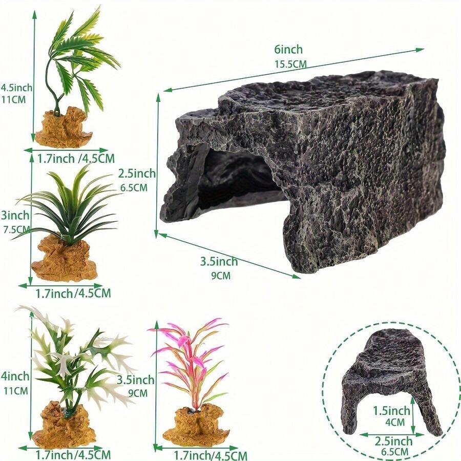 Reptile Rock Hide Large Bearded Dragon Hide Rocks Hermit Crab Hideout ...