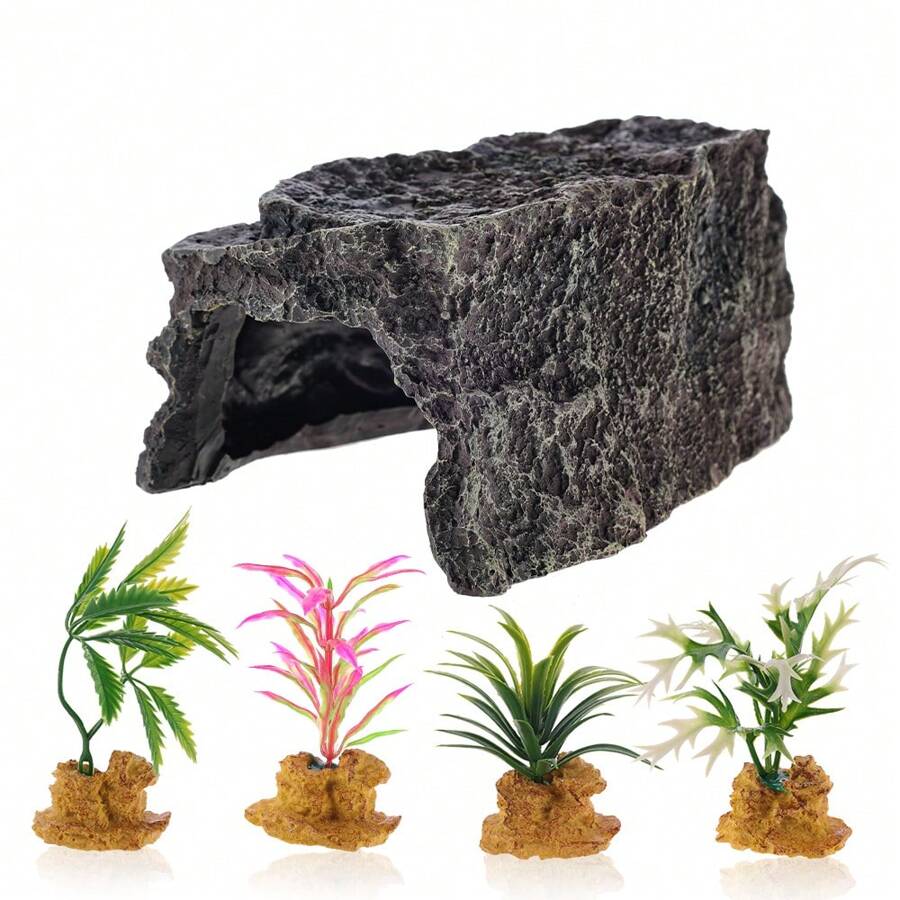 Reptile Rock Hide Large Bearded Dragon Hide Rocks Hermit Crab Hideout Reptile Tank Accessories ...