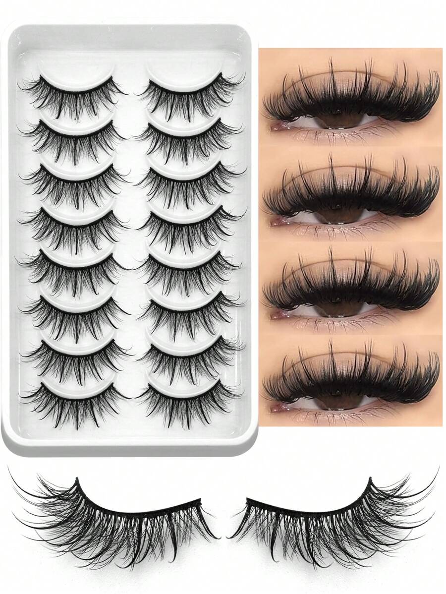 GROINNEYA 8 paires de nouveau style de faux cils de vison longs et ...