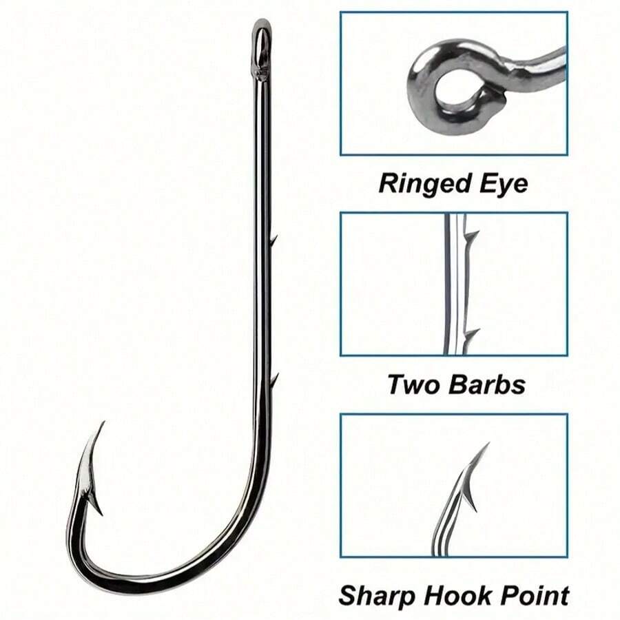 Fishing Hooks, High Carbon Steel With Barb, Double Pointed Saltwater ...