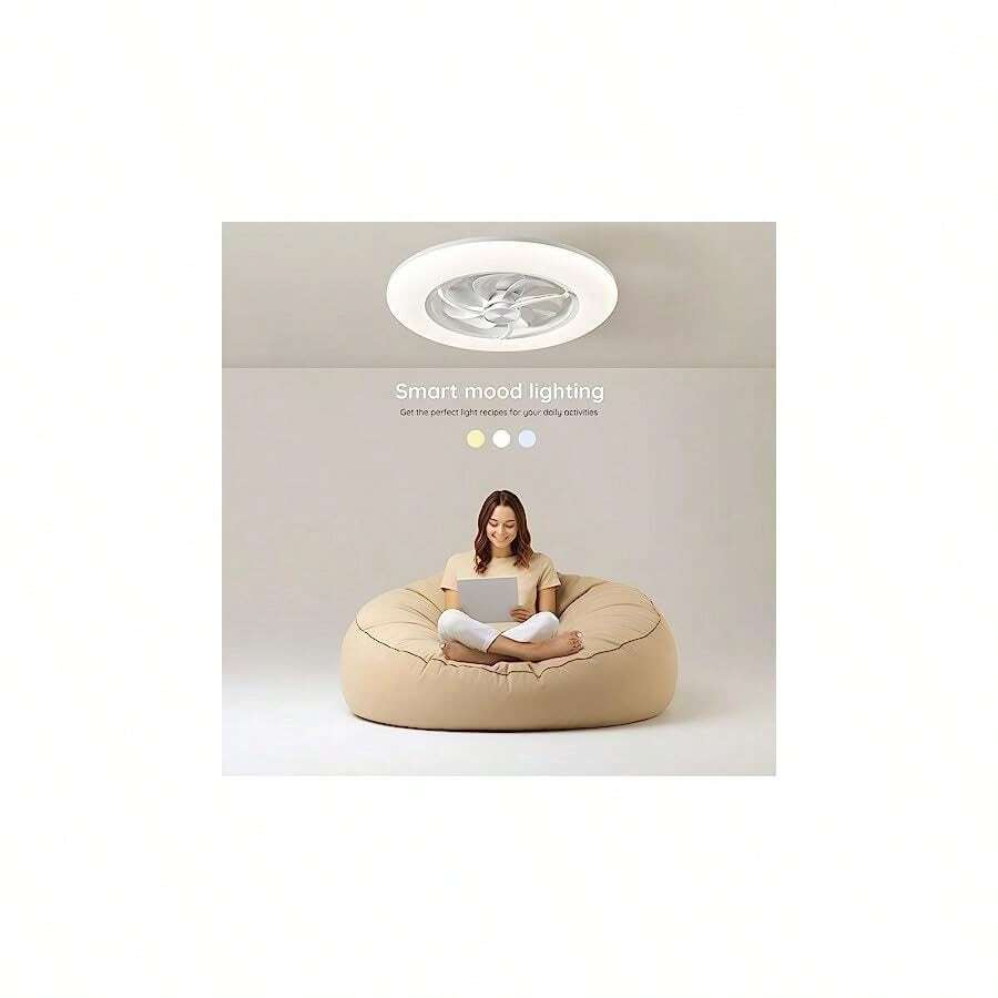 Low Profile Ceiling Fan With Light - Modern Flush Mount Enclosed ...