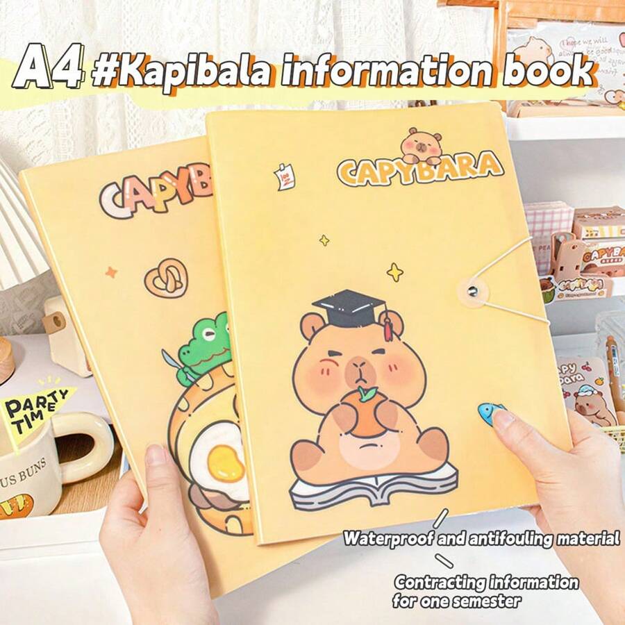 1 Pc Capybara Expanding File Folder +1 Pc Eraser A4 Letter Size 30/40 ...