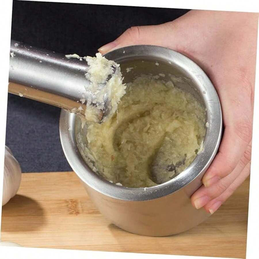 EYSENC 1 PC Stainless Steel Garlic Crusher With Grinding Bowl Silver ...