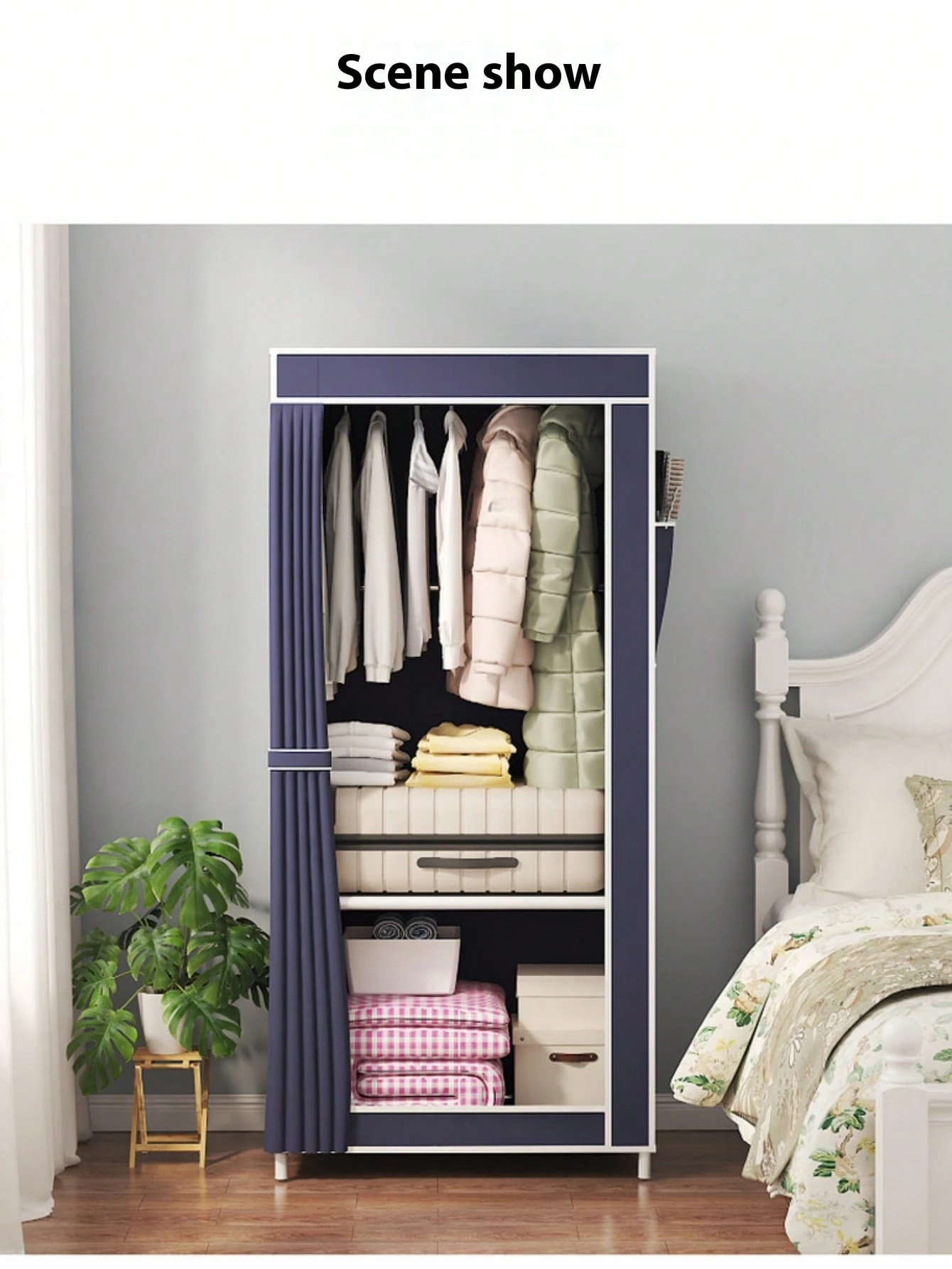Wardrobe, Easy Assembly Bedroom Cloth Storage Cabinet, Rental House ...