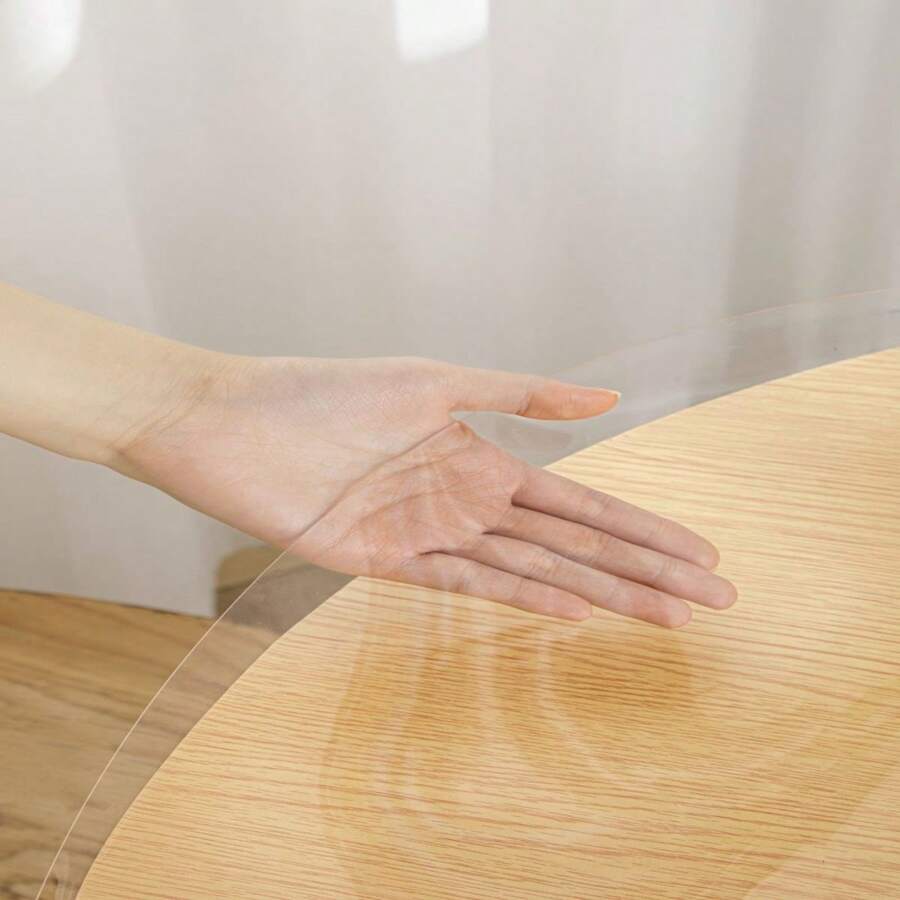 PVC Round Tablecloth, Transparent Round Tablecloth Table Pad Protection ...