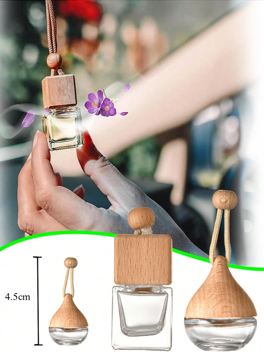 Fragrance-Free Reusable Glass Car Diffuser Bottle With Hanging Cord Aromatherapy Pendant, For ...