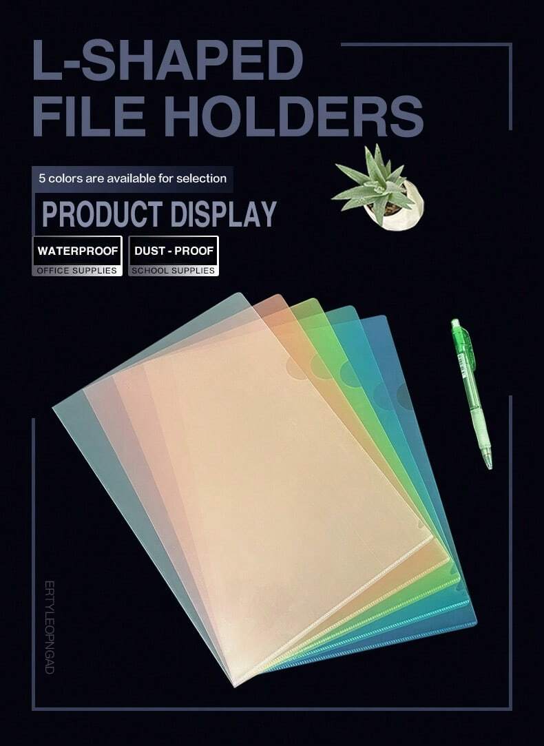 Multi-Color A4 Clear Plastic File Folder L-Shaped Office Supplies ...