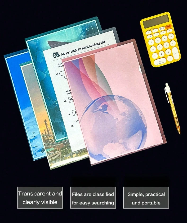 Carpetas transparentes multicolores tamaño A4, fundas de oficina con ...