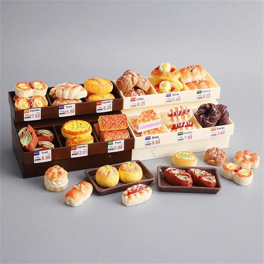 Miniature Bread Shelf Resin Bread Simulation Food Toy Sweet Dessert ...