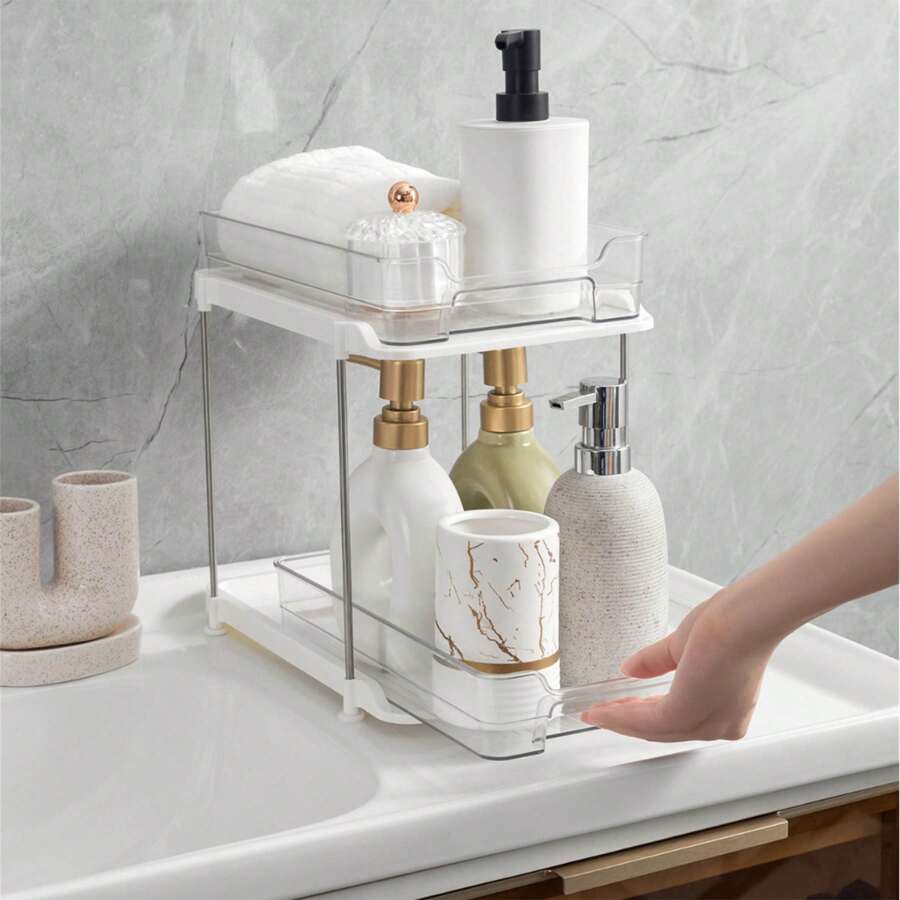 2-Tier Extendable Under Sink Organizer, Stackable Multipurpose Storage ...