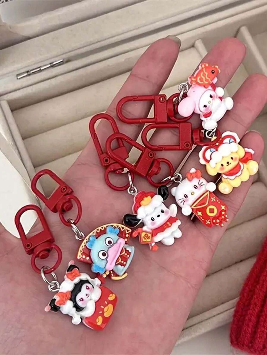 Sanrio 6pcs Sanrio Keychain Set - Cute Cartoon Figure, Ideal Gift For ...